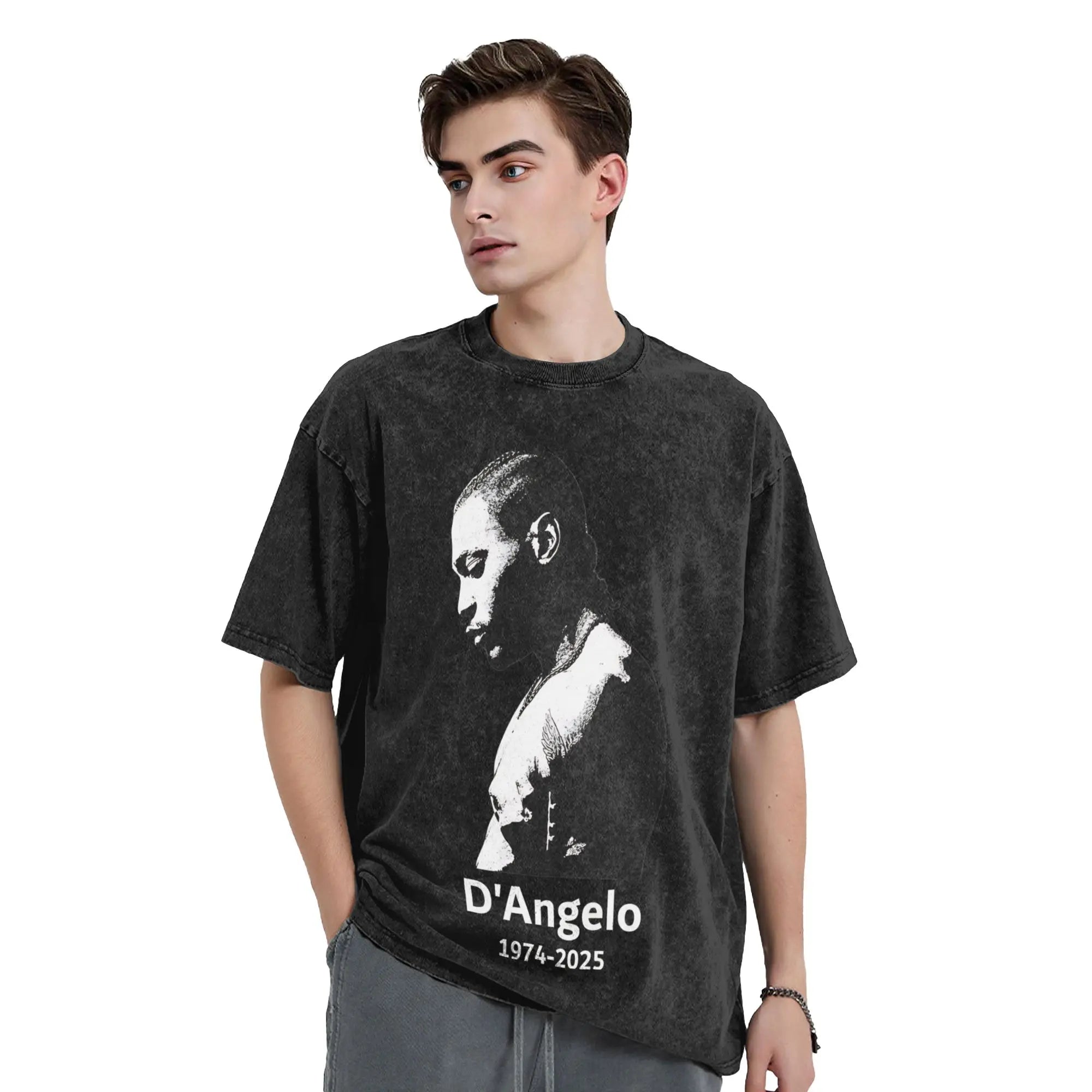 RIP D'angelo 1974-2025 Washed T Shirt Streetwear Hip Hop Vintage T-Shi ...